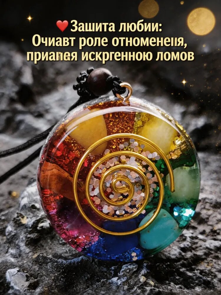 Талисман Оберег/Ожерелье-амулет из семи кристаллов в форме оргонита Защита, баланс чакр, любовь и богатство