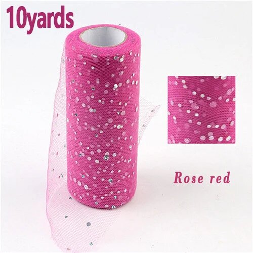 Ширина 15 см, 10/25 ярдов, блестящий тюль с блестками, рулон, катушка-пачка, свадебное украшение, органза, лазер, сделай сам, ремесло, принадлежности для дня рождения Розовый, Rose 10yards