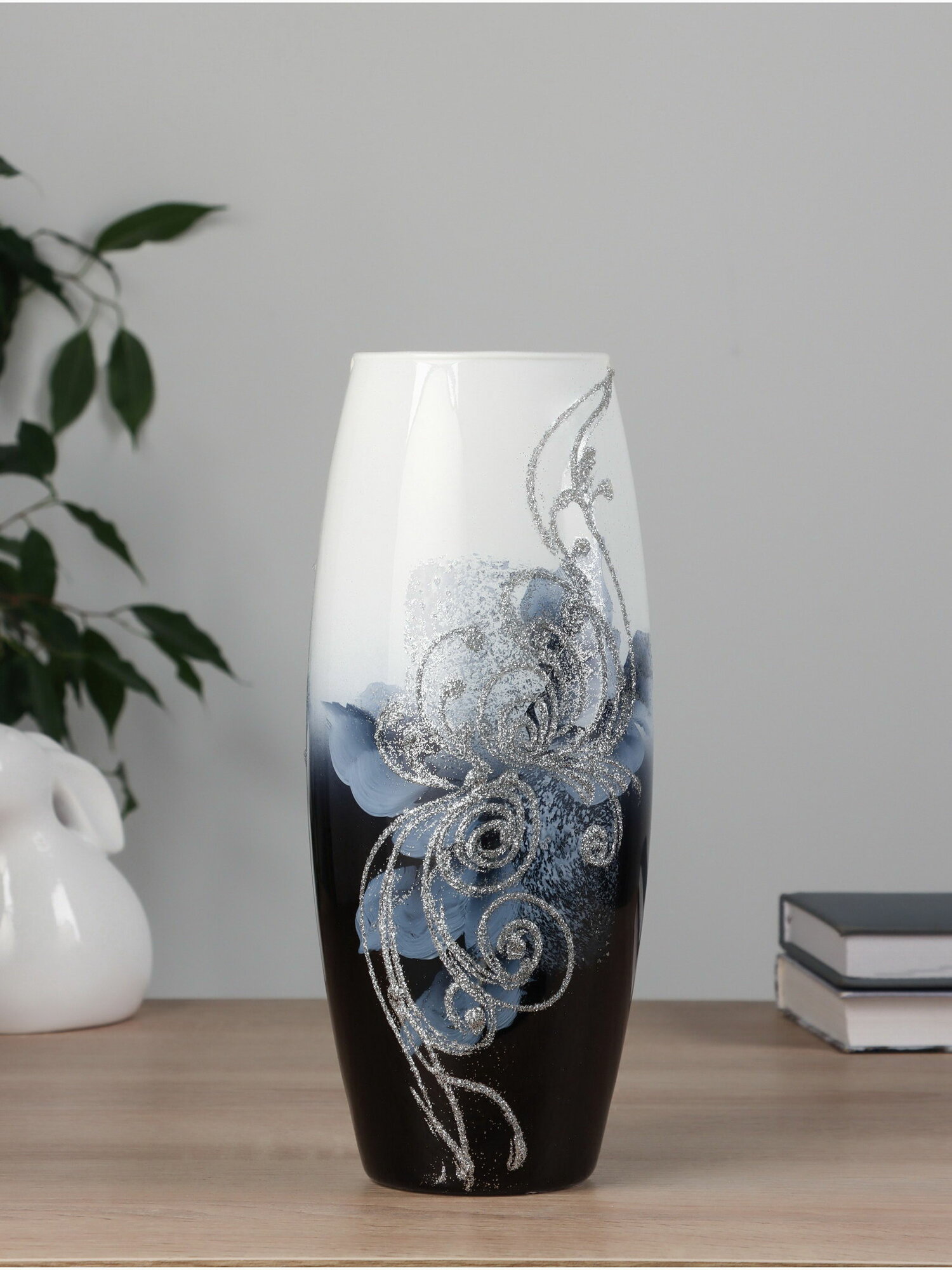 Ваза для цветов "Чёрно-белое настроение", 7.5x11x26 см, стекло