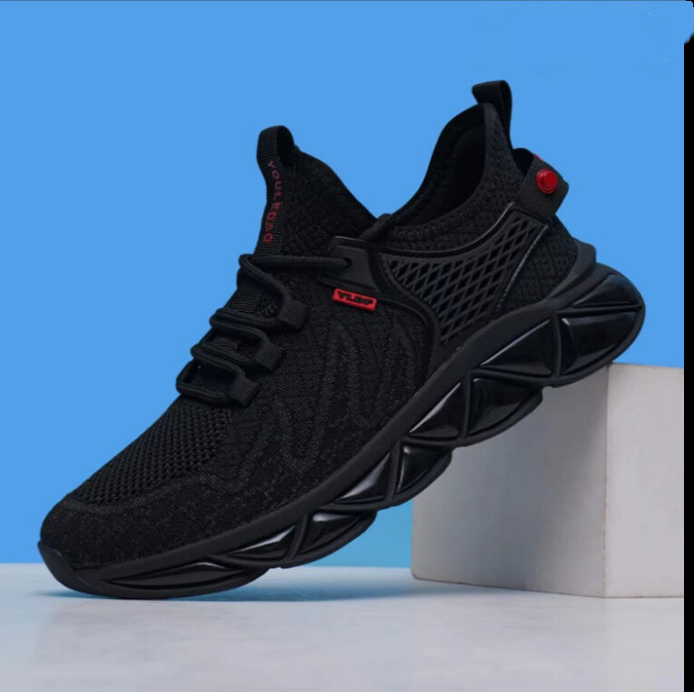 MOOCIE Летние низкие кроссовки Flyknit 2025 года для мужчин, модные дышащие кроссовки в корейском стиле для бега, повседневные мужские кроссовки из кокосовой стразовой кожи, EU:43