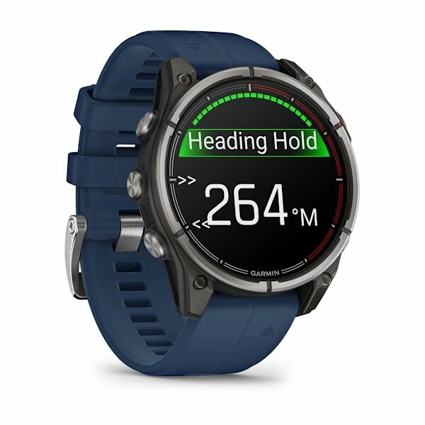 Умные часы Garmin Quatix 8 47mm Amoled Sapphire Titamium Bezel With Captain Blue Silicone Band
