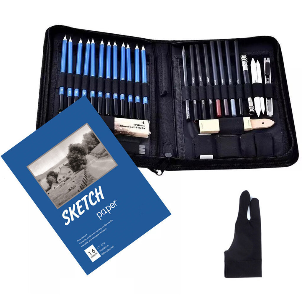 42шт Набор Карандашей Для Рисования Угольным Карандашом Ластик Art Craft Painting Kit