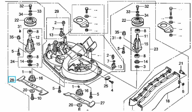 Нож газонокосилки Honda HF2315 (правый); Артикул Honda: 80520VK1003 (Оригинал)