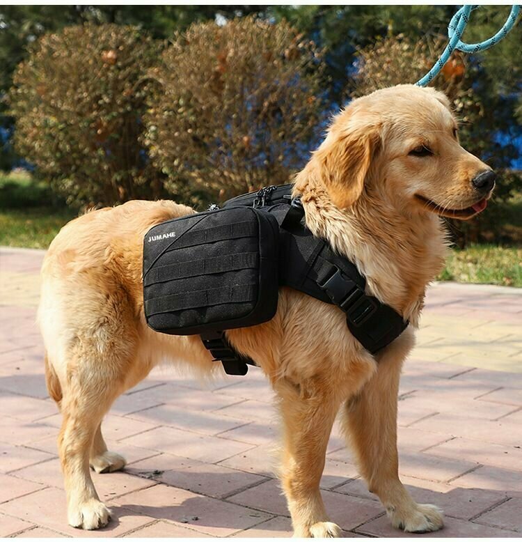Шлейка для собак с рюкзаком и карманами на спину (сумка-седло), обхват груди 74-98 смдомашнее животное -enj