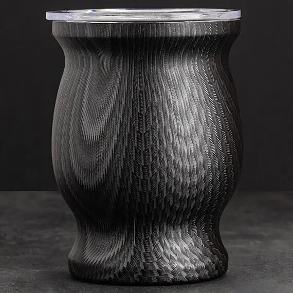 Калабас для мате, металлический с крышкой, цвет "Графит", термокружка, 250мл.