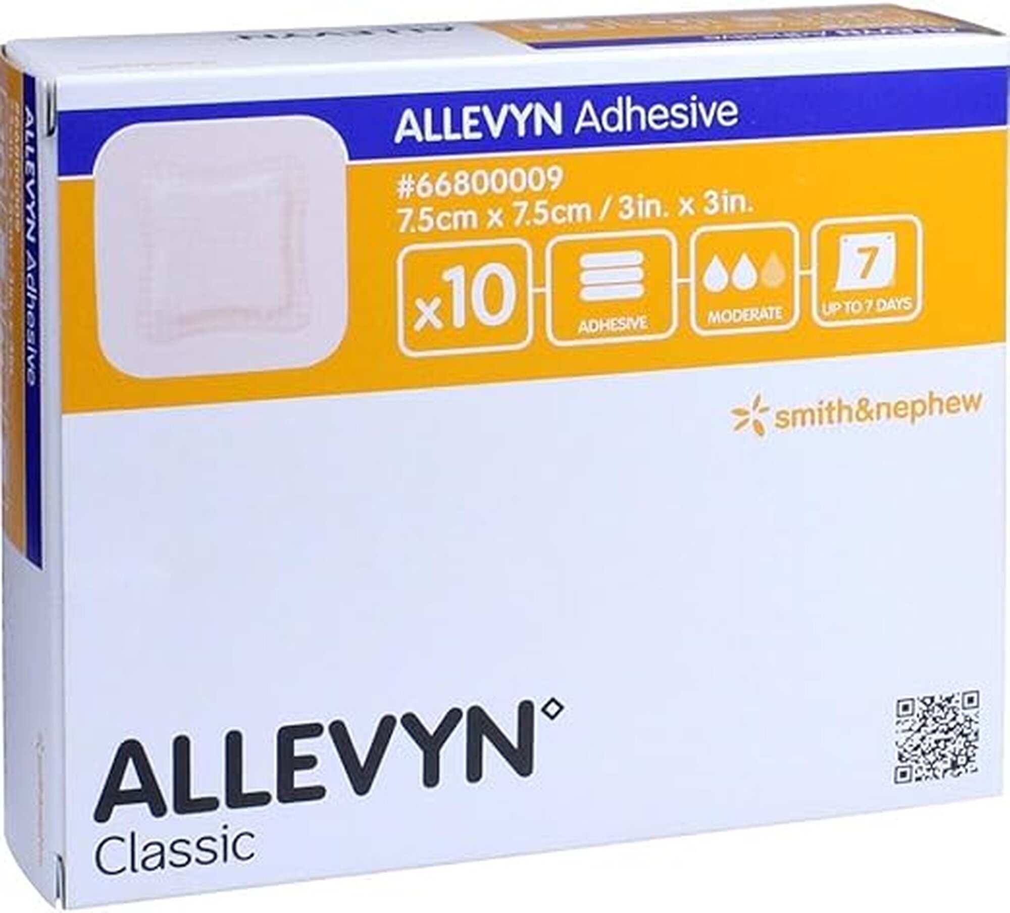 Пластырь для закрытия ран Smith & Nephew Allevyn Adhesive 7,5 x 7,5 см 3 дюйма x 3 в 10 штук