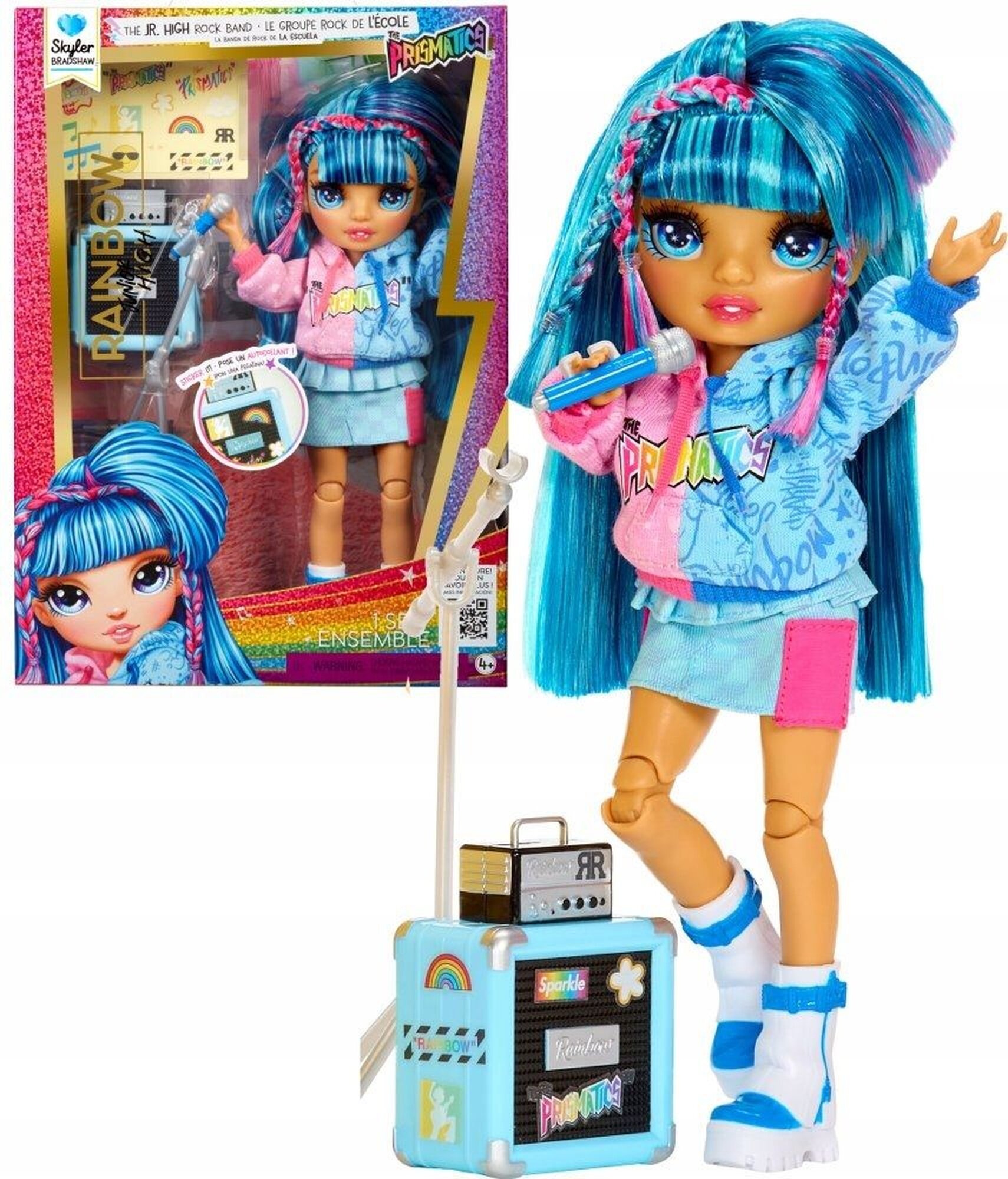 Кукла Rainbow High Junior Rock Band - Модная кукла Скайлер с микрофоном, подставкой и усилителем - Рейнбоу Хай 565215