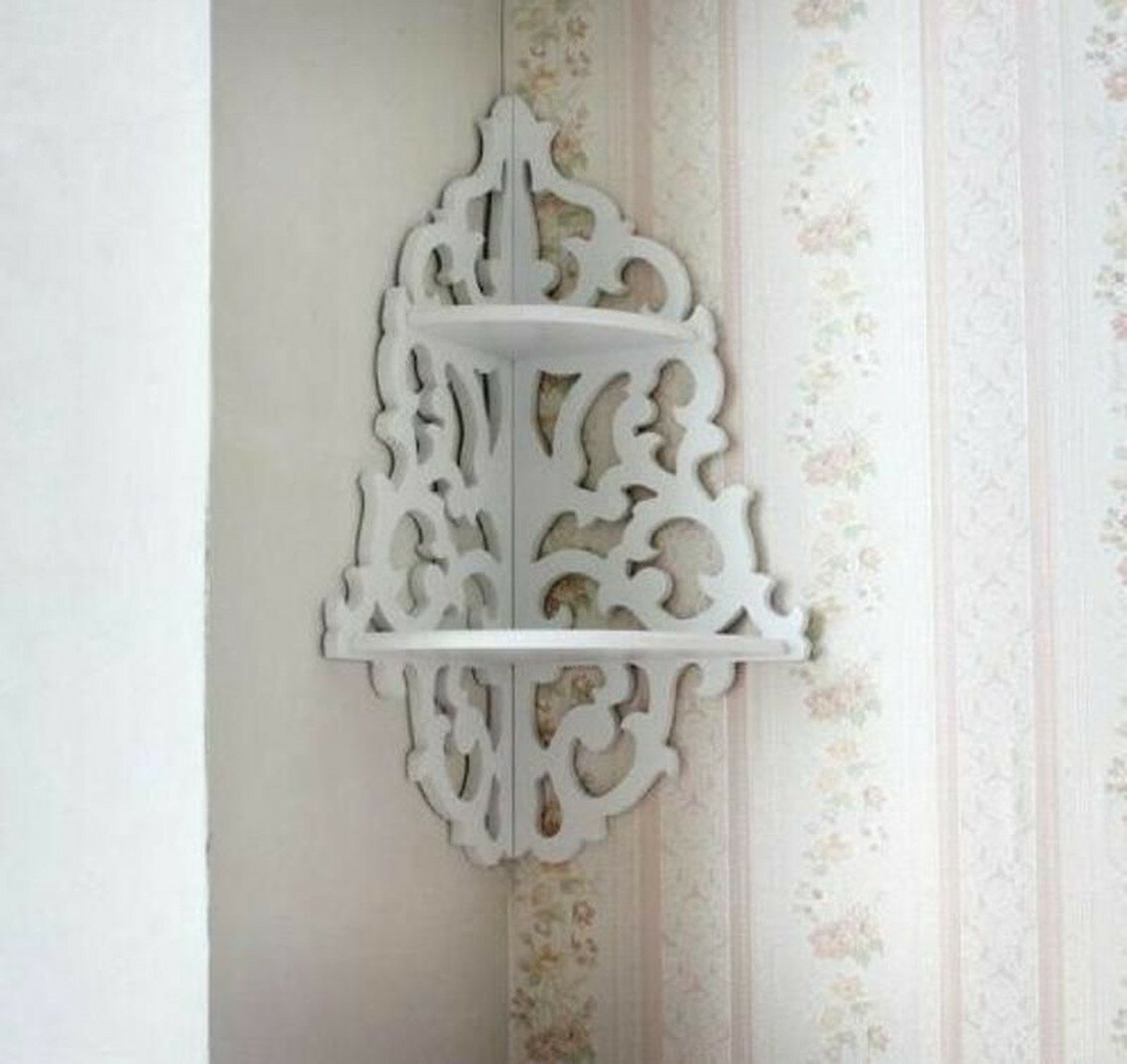 Полка для икон Ais Laser, иконостас 50*25 см в угол под иконы, из фанеры, белый