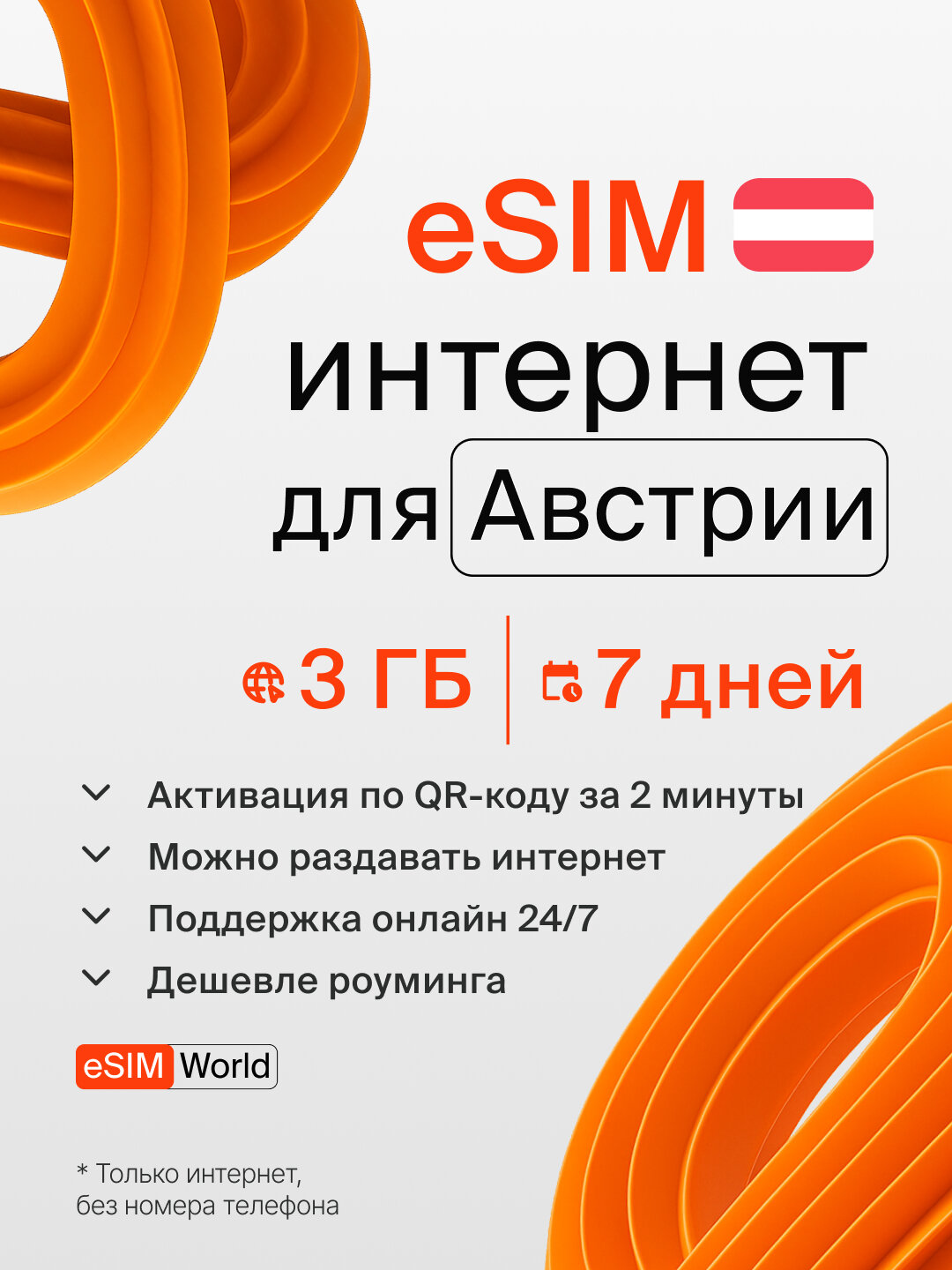 3 ГБ / 7 дней: Туристическая eSIM Австрия связь для экскурсий и горнолыжных курортов
