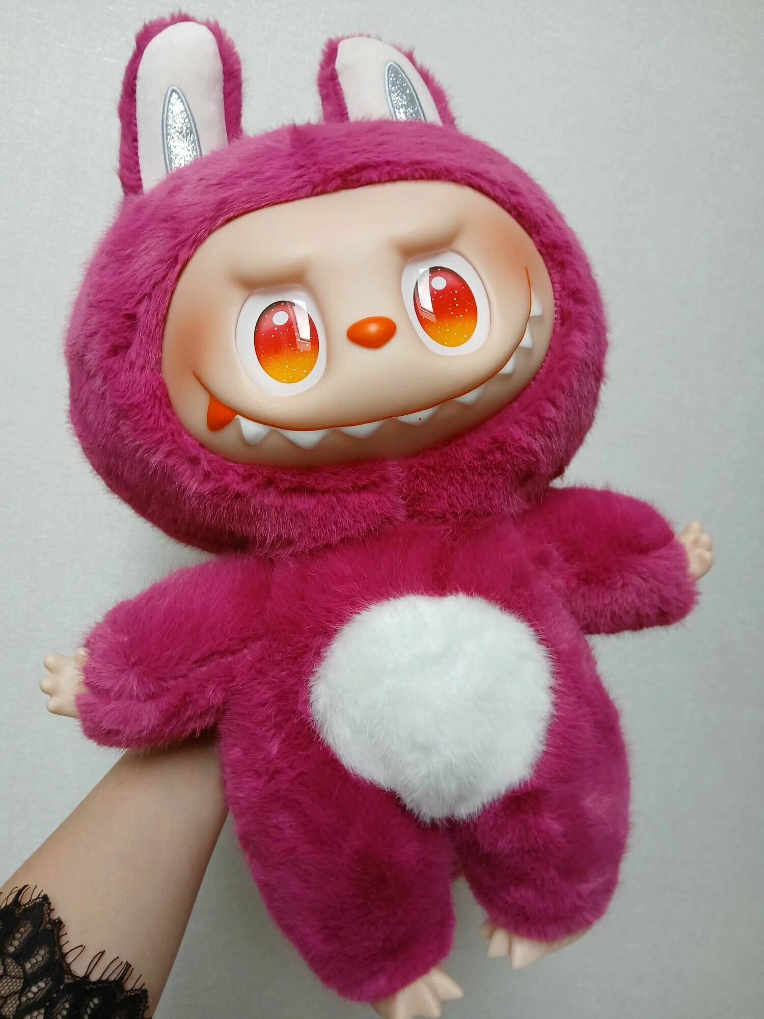 Большая мягкая игрушка коллекционная лабубу LABUBU 58 см малиновый