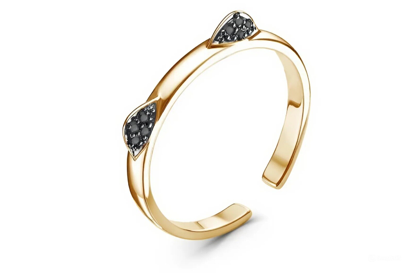 Кольцо тонкое, красное золото, 585 проба, родирование, фианит