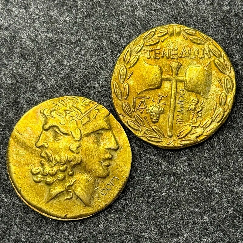Двусторонняя Золотая греческая монета Yanus Zeus и Hera, 4-сторонний топор drachma, креативное домашнее украшение, коллекционный подарок