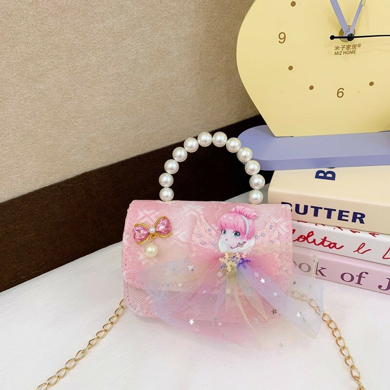 Модная и дышащая детская сумочка с милым бантиком-бантом в форме бабочки, розовая для девочек.