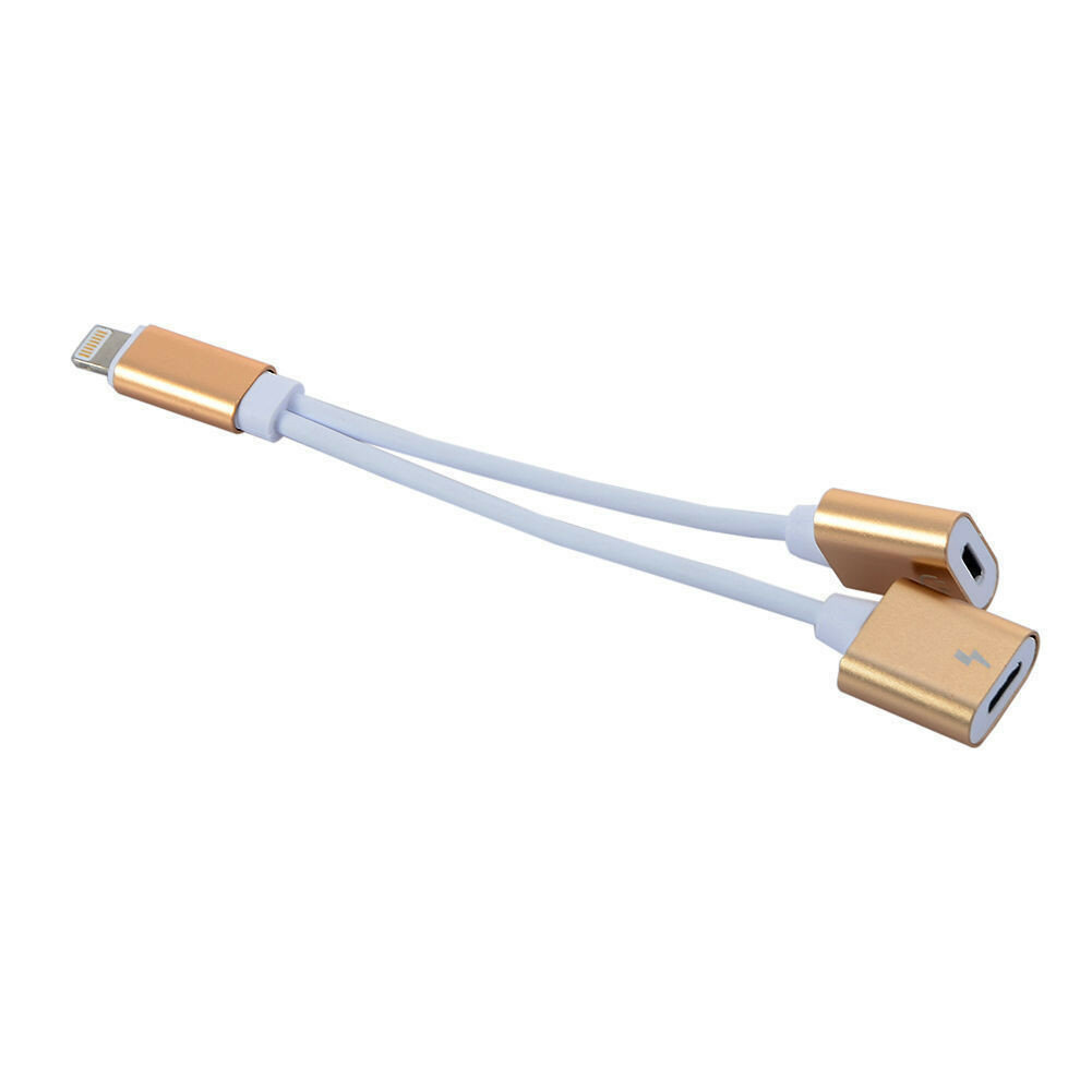 Разветвитель двойной lightning с инфракрасным покрытием для удобного аудио использования золотой