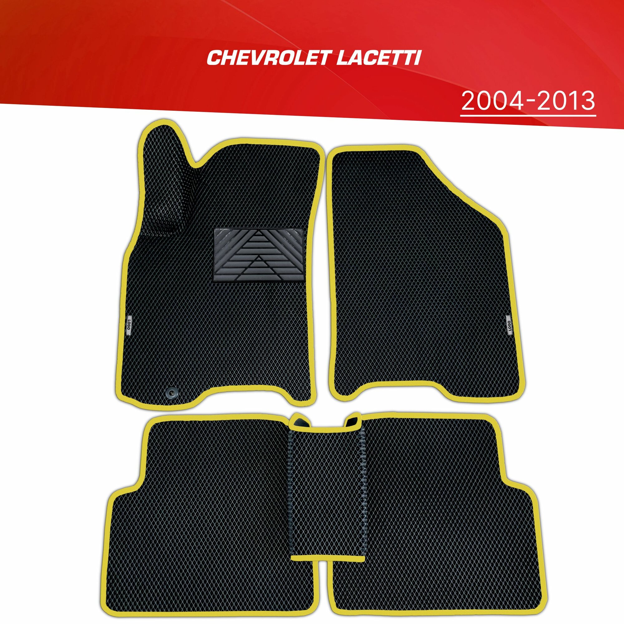 Коврики EVA (ЕВА) 3D Chevrolet Lacetti с подпятником + 2 логотипа (шильдика) Chevrolet / Шевроле Лачетти