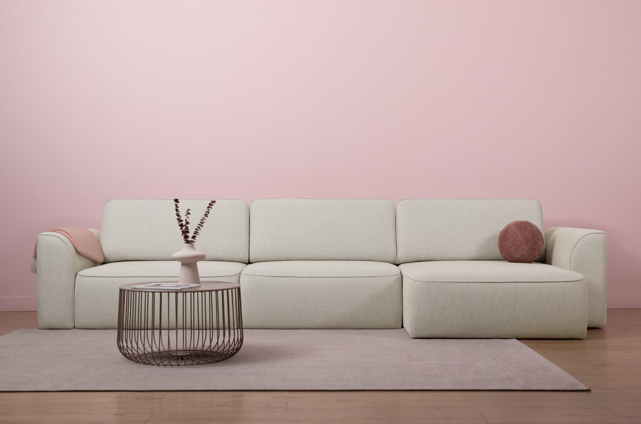 Диван угловой раскладной Divan.ru Спейс-2 Soft Light, 354х160х83, спальное место 155х300, рогожка, бежевый