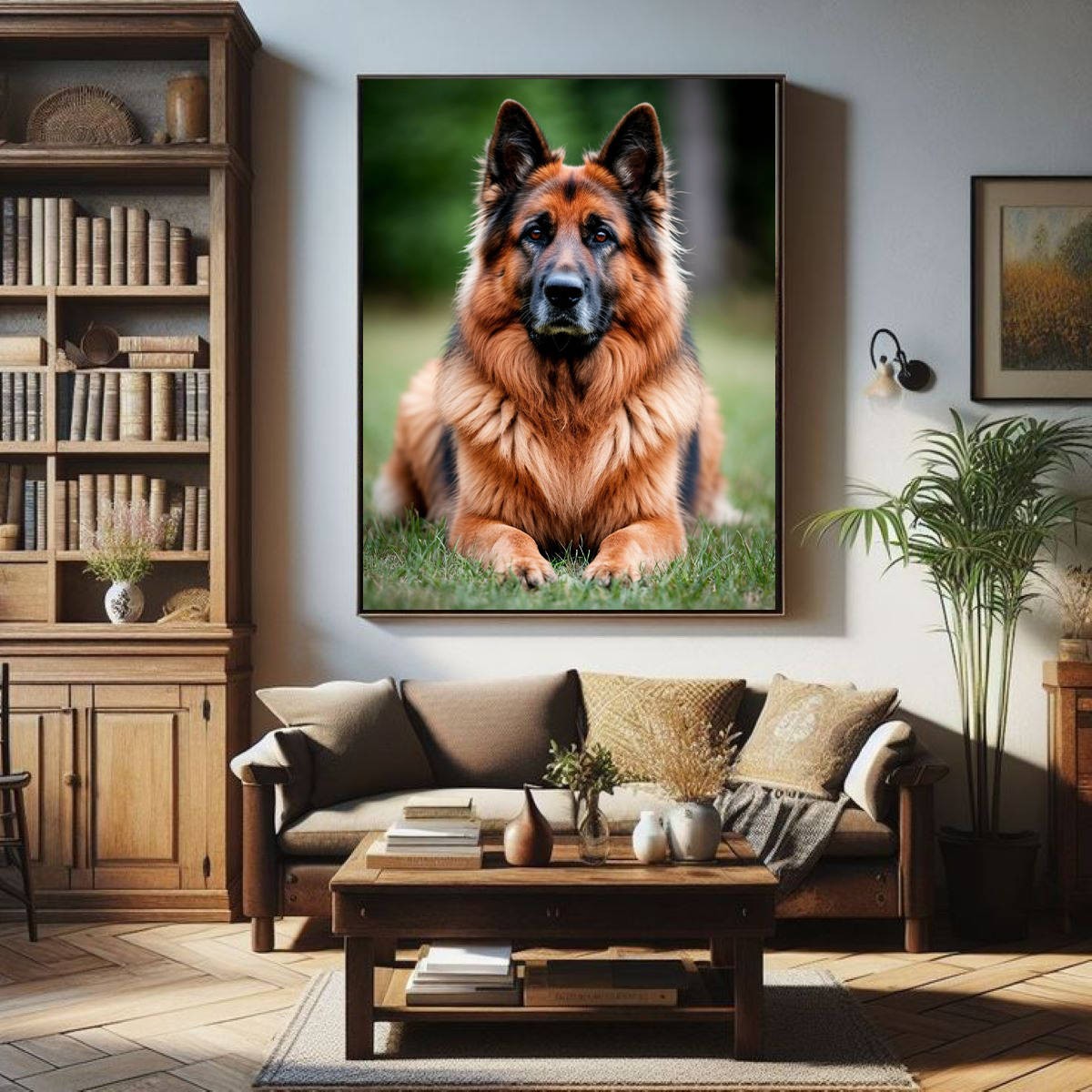 Картина на стену для интерьера "Немецкая овчарка" 40х50 см, холст на подрамнике, InterToys