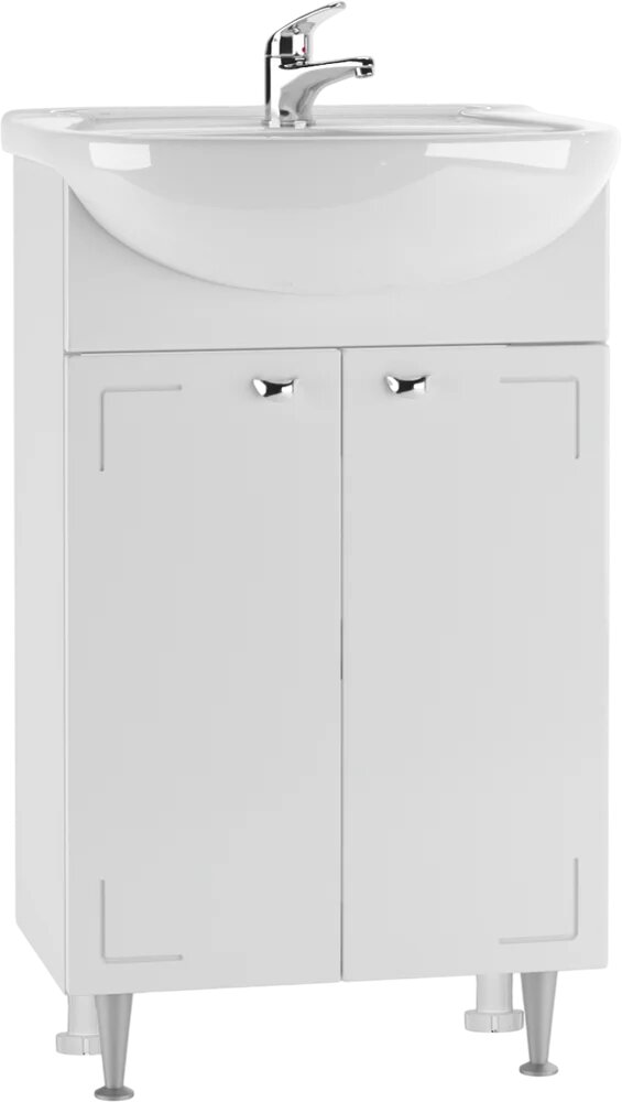 Тумба с раковиной Айсберг Классик 50 напольная, 51 см, белая, полукруглая, в современном стиле, из МДФ из фаянса