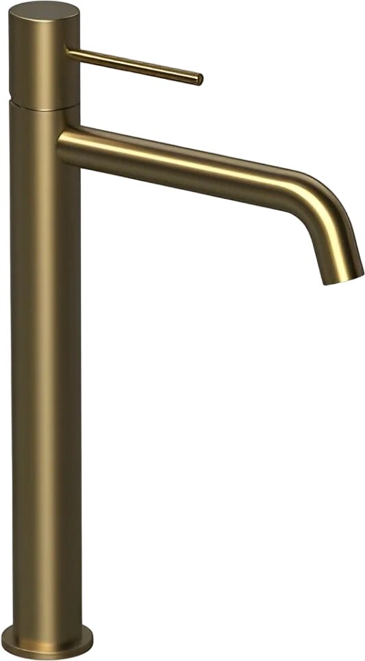 Смеситель для раковины Raiber Graceful RPG-002 золотой, матовый, кран для ванной в раковину, из латуни, рычажный, с керамическим картриджем, с функцией экономии расхода