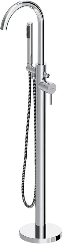Напольный смеситель для ванны с душем Damixa Scandinavian Pure 365000000 с душевым гарнитуром, поворотный, хром, глянцевый, латунный, с керамическим картриджем