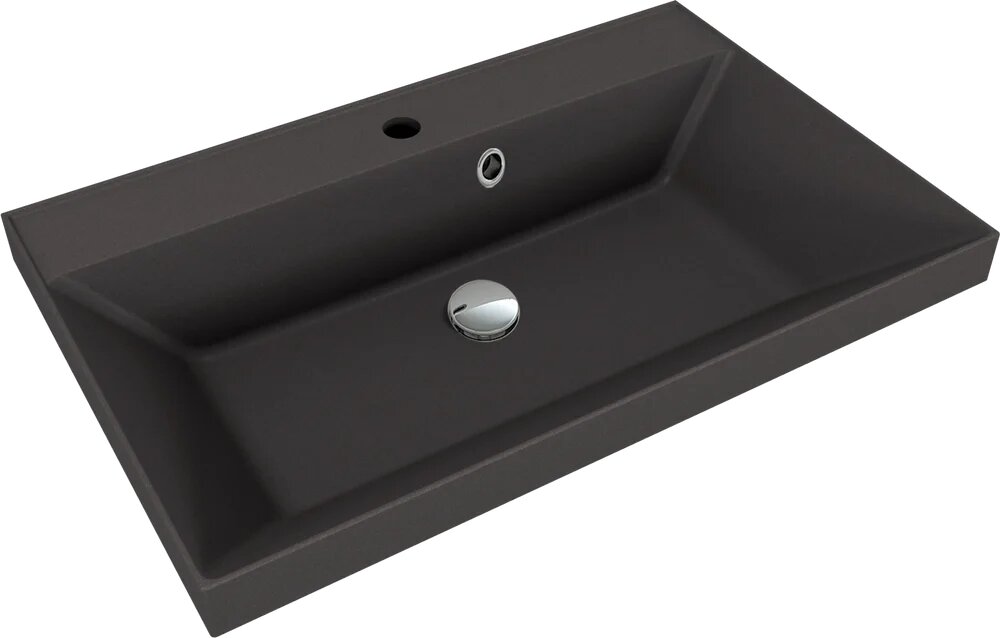 Мебельная раковина Florentina Астория 70 накладная, из литьевого мрамора, черная, серая, матовая, раковина для ванной, прямоугольная