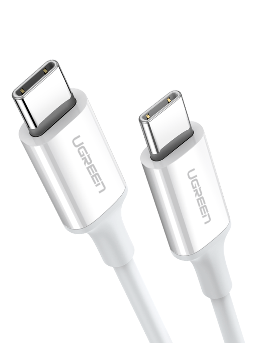 Кабель для зарядки и передачи данных USB-C - USB-C Ugreen, 3A, 0.5м метра, резиновое покрытие, белый (60517)