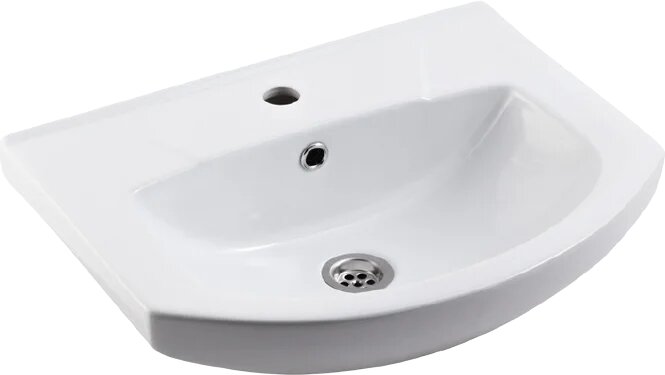 Мебельная раковина Rosa Элеганс 50 фаянсовая, раковина для ванной, со сливом-переливом, белая, полукруглая