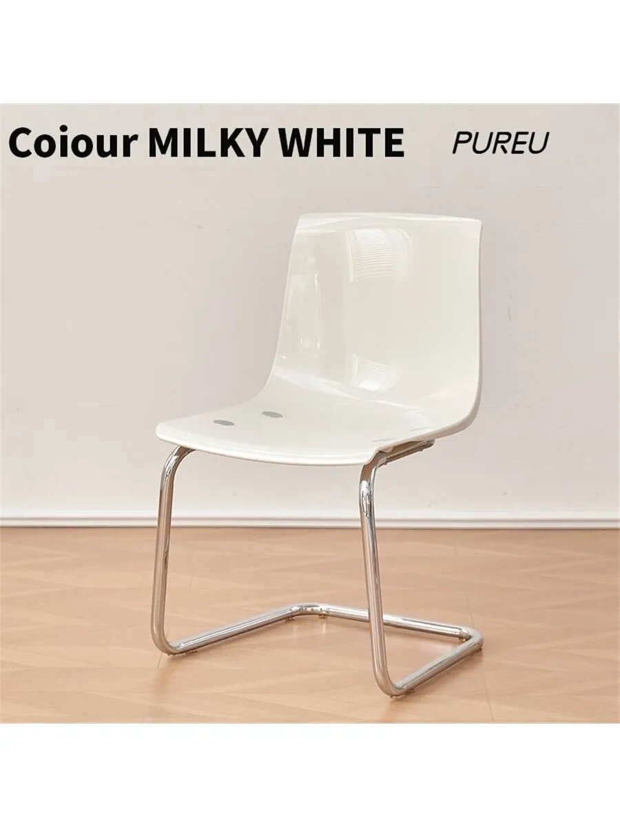 Стул PUREU, прозрачный акрил, металл, офисный, мягкая спинка, белое, 1 шт