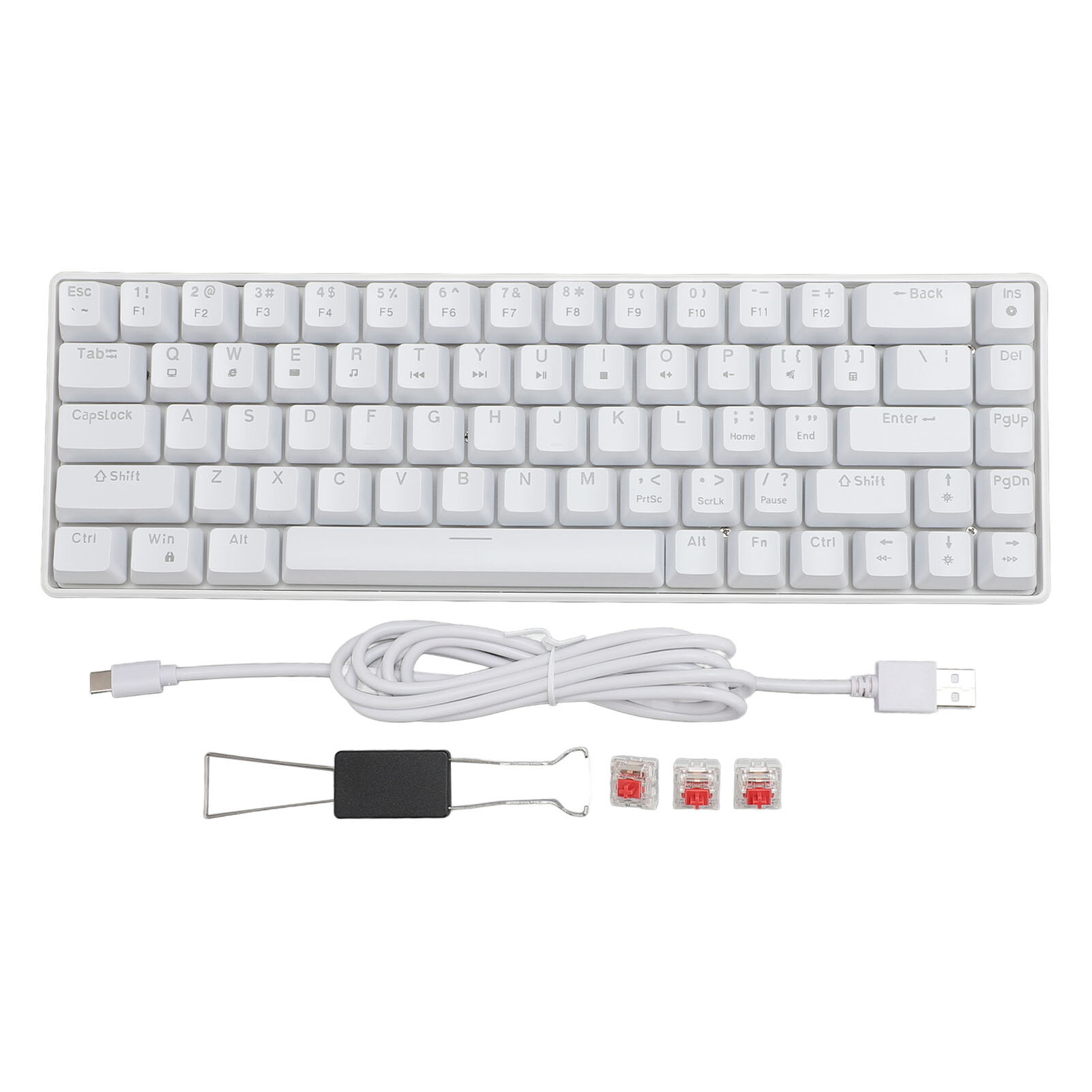 68 клавиш проводной клавиатуры с красными переключателями Ice Blue Backlight 20 Режимы освещения механическая игровая клавиатура