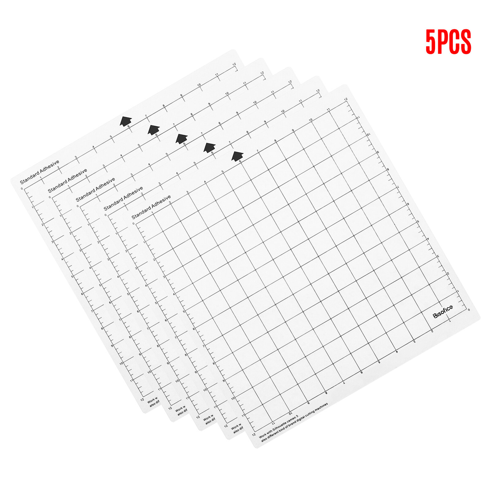 Сменные коврики для резки Bisofice, прозрачные, самоклеящиеся, с разметочной сеткой, 12 x 12 дюймов, для плоттера Silhouette Cameo Explore, 5 шт.