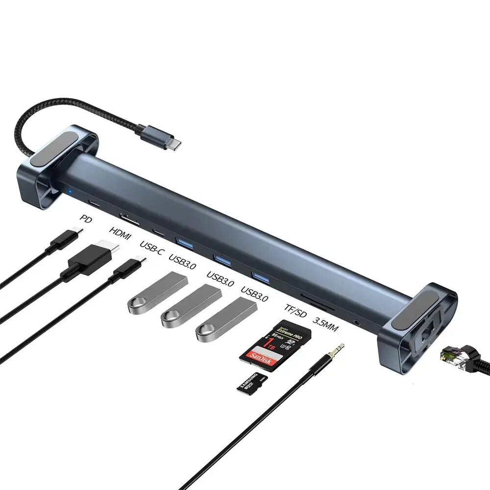 10-в-1 Расширяемая Док-станция Для Ноутбука С USB 3.0, Type-C И Thunderbolt 4, Настольная Подставка С Ethernet И USB-портами