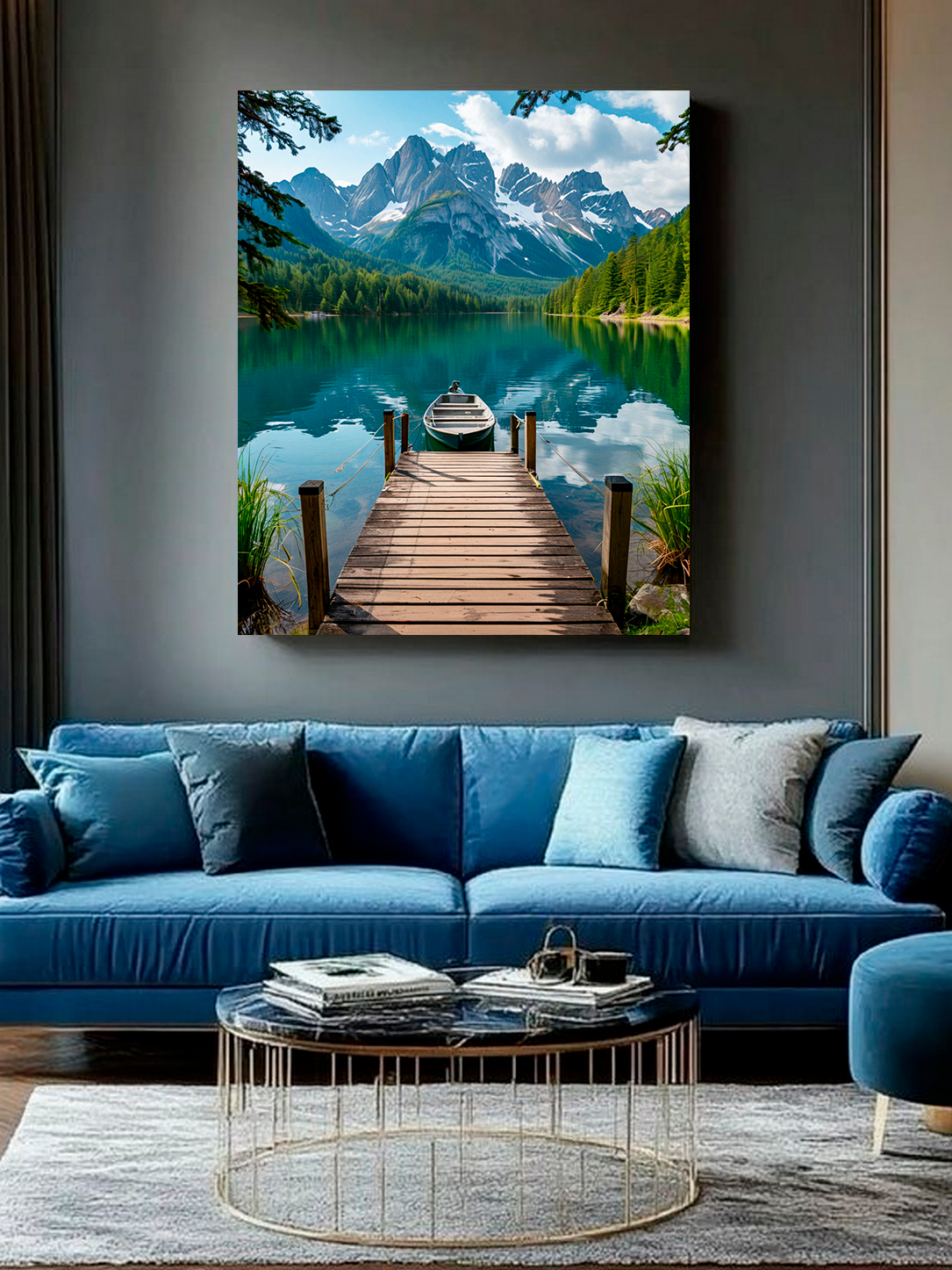 Картина на стену для интерьера "Горное озеро" 40х50 см, холст на подрамнике, InterToys