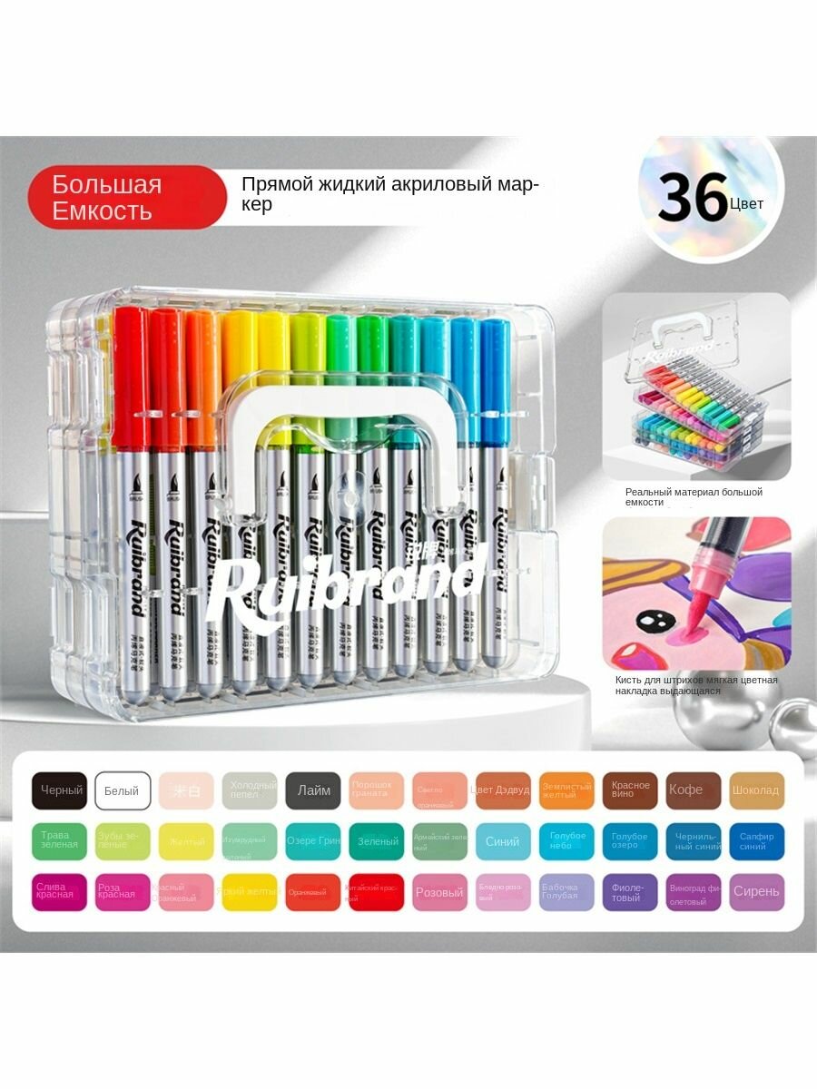 Подарок для детей, Высококачественный Прямой ночной фломастер, Маркеры для скетчинга и рисования, Набор,36шт.