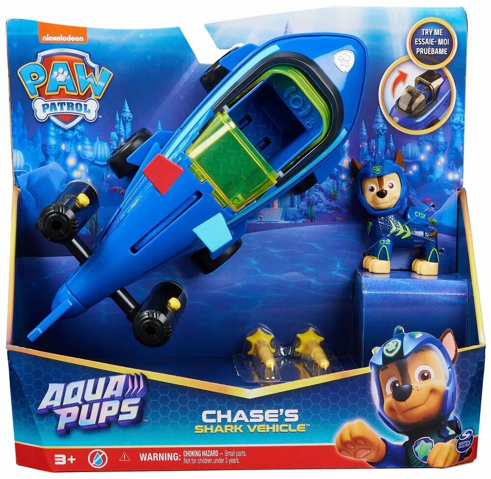 Spin Master Nickelodeon Paw Patrol Aqua Pups / Автомобиль-трансформер с Коллекционной Фигуркой, Детские Игрушки для Детей от 3 Лет и Старше