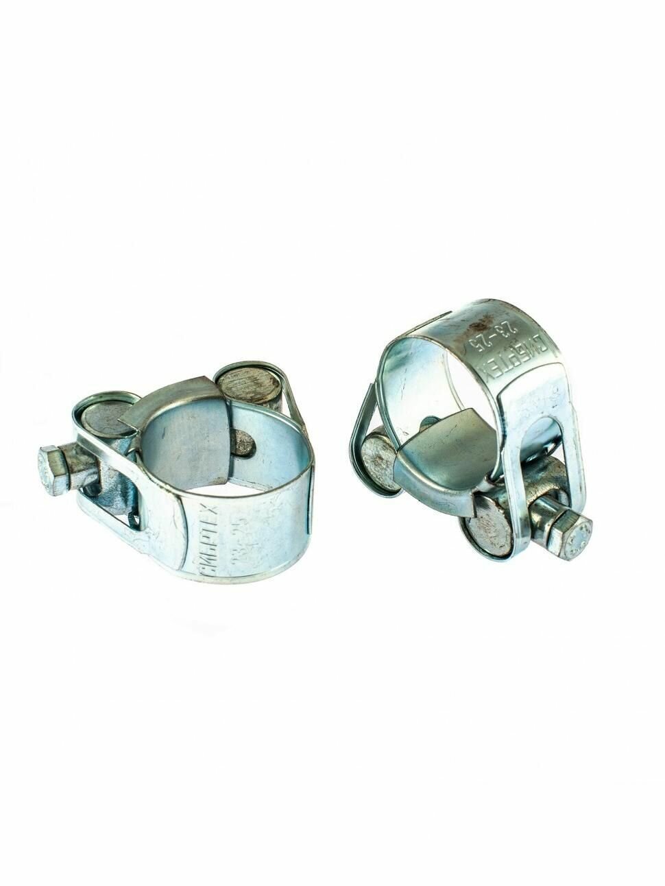 Хомуты металлические, силовые 23-25 мм, ширина 18 мм, шарнирный, W1, 2 шт Сибртех 47508