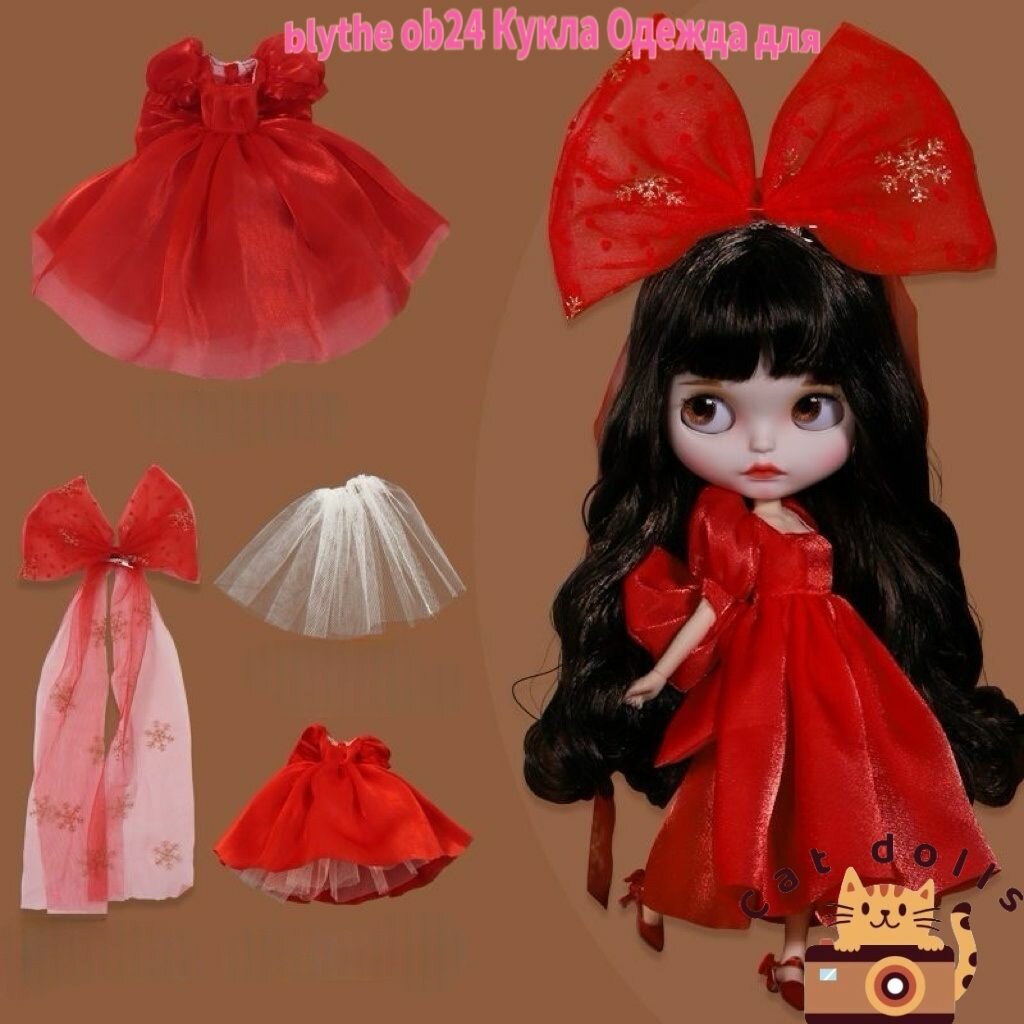 Blythe ob24 кукол Красное вечернее платье