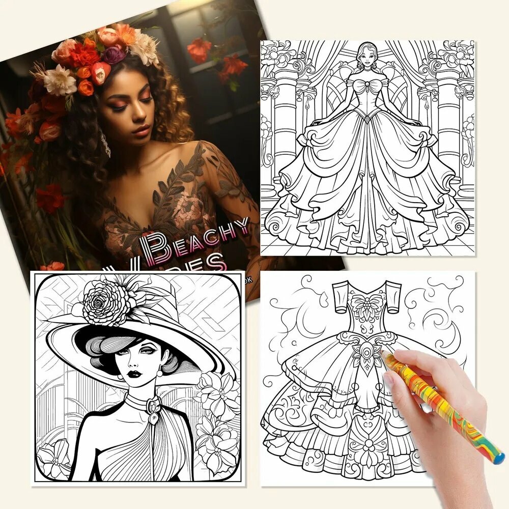 Книжка-раскраска на тему забавного платья, детская книжка-раскраска, подходит для общения родителей с детьми и снятия стресса у взрослых, 20 см*20 см