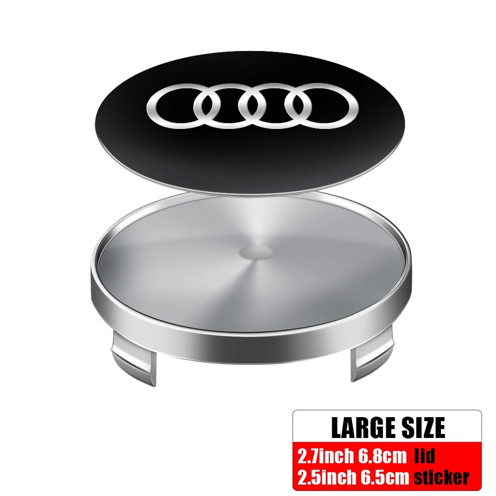 4 шт. 56/60/65/68 мм колпаки центральной ступицы колес автомобиля 3D эмблема значок наклейки для Audi S S1 S2 S3 RS3 RS4 RS5 RS6 R8 2 A3 A4L TT Q1, 68MM Silver Caps