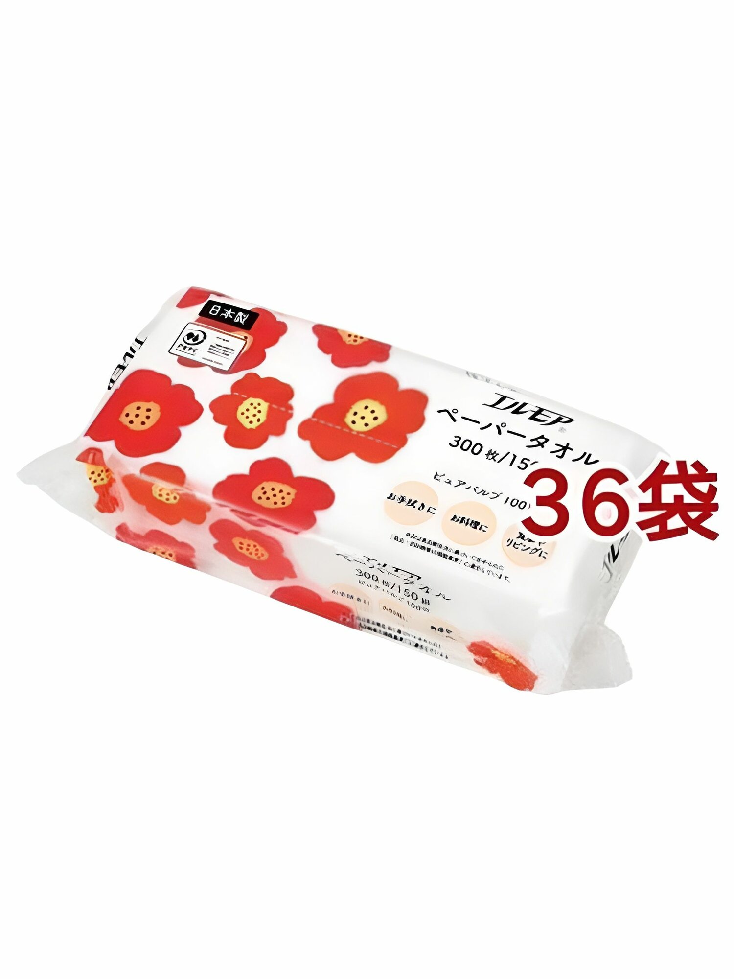 Kami Shodji ELLEMOI Бумажные двухслойные полотенца для кухни 150 листов, Япония