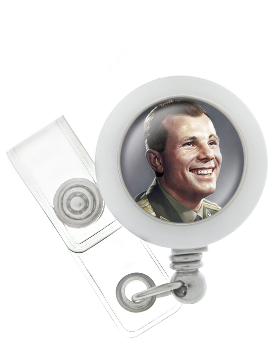 Держатель TINA BOLOTINA , для бейджа, с ретрактором, серебристый, Гагарин