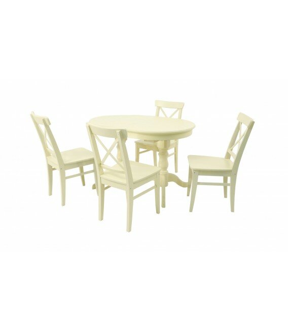 Обеденная группа стол Бизе со стульями Ингольф, слоновая кость