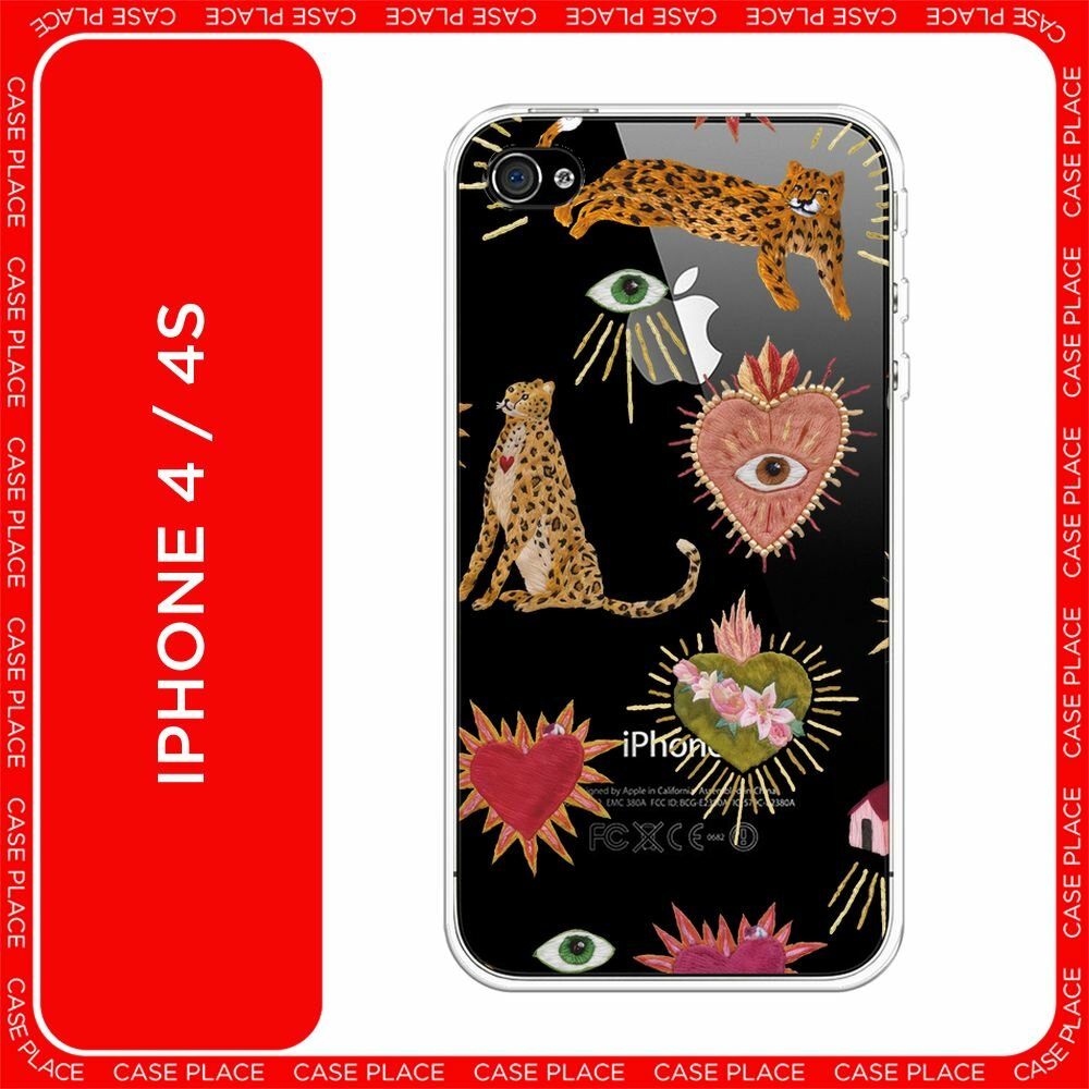 Чехол на Apple iPhone 4/4S / Айфон 4/4S с принтом "Сюрреализм паттерн", прозрачный