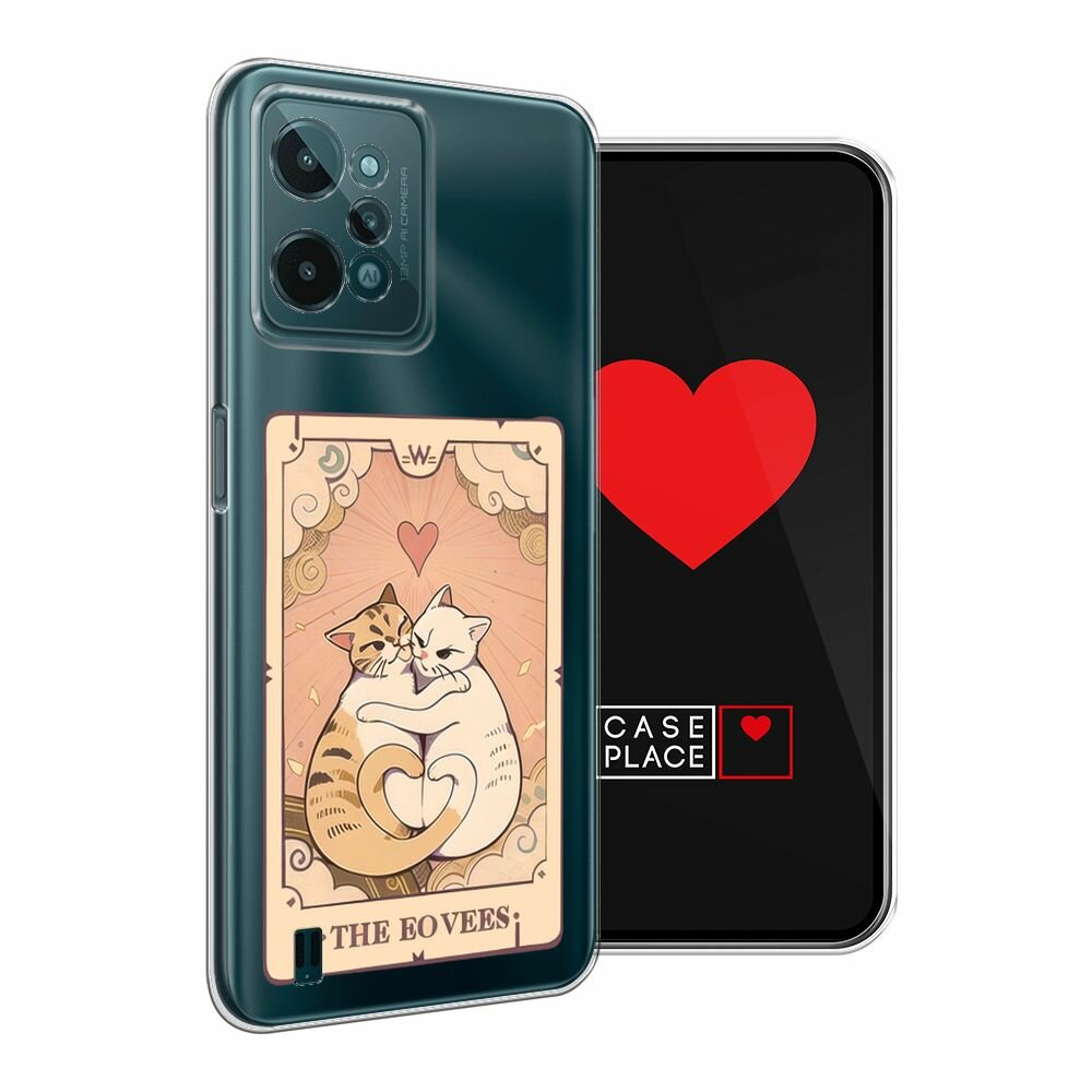 Чехол на Realme C31 / Реалми C31 с принтом "The lovers cats 2 - 14 февраля", прозрачный — фото 1