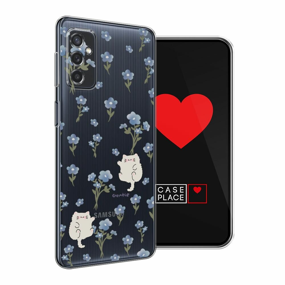 Чехол на Samsung Galaxy M52 / Самсунг Галакси M52 с принтом "Gentle cats", прозрачный — фото 1