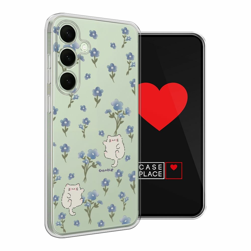Чехол на Samsung Galaxy S25 Plus / Самсунг S25 Плюс с принтом "Gentle cats", прозрачный — фото 1