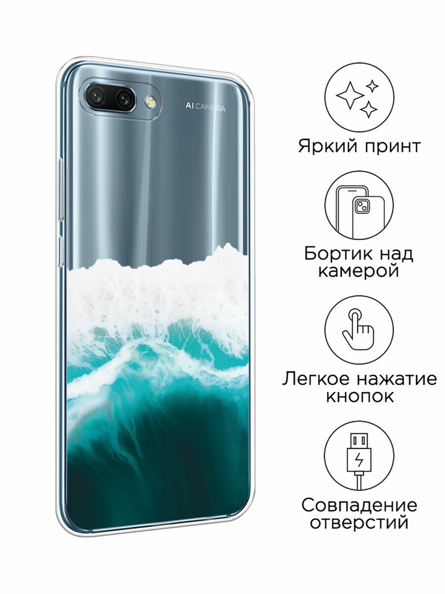 Чехол на Honor 10 / Хонор 10 с принтом "Большая волна", прозрачный — фото 1