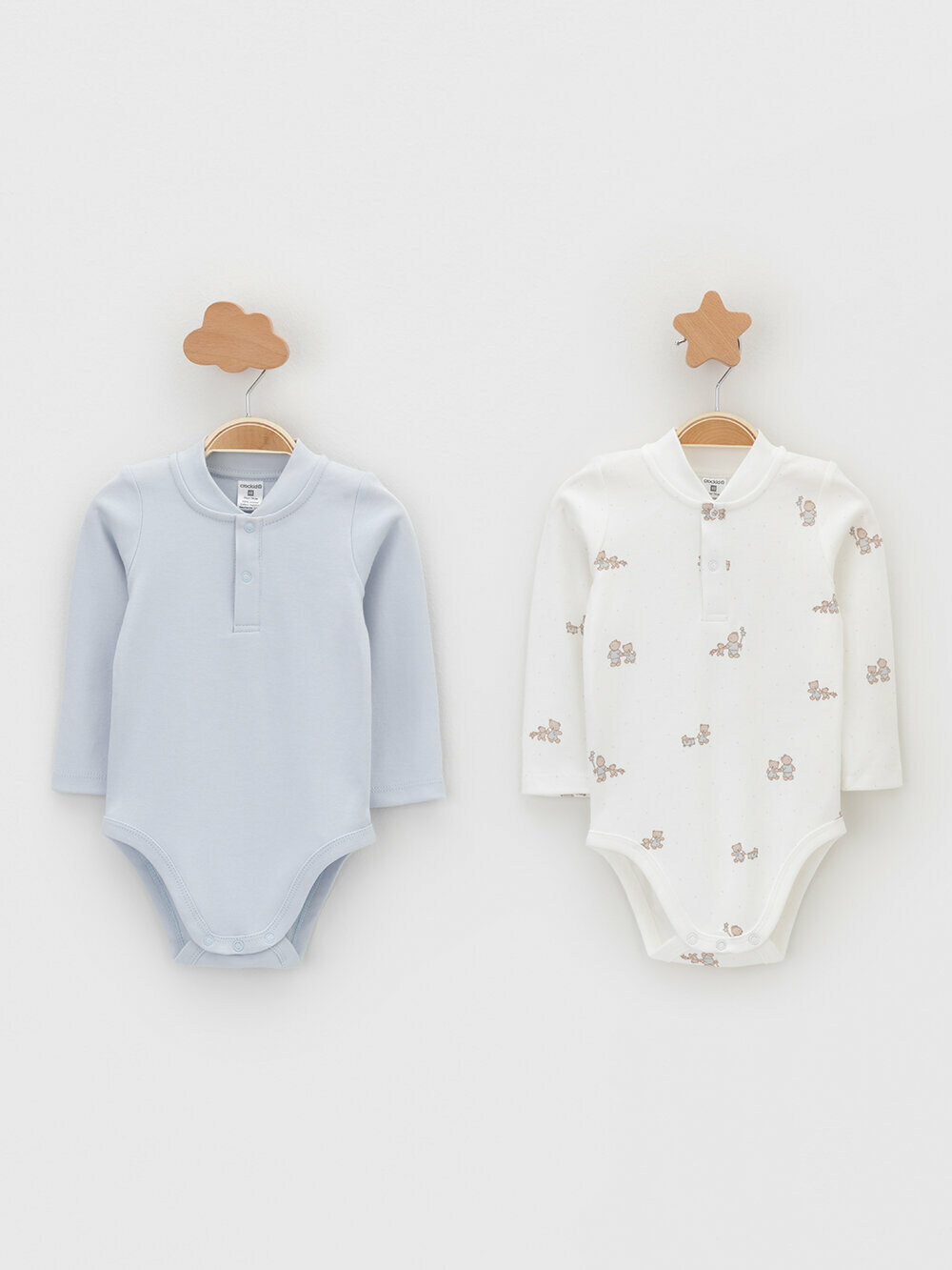 Боди К 6542-2уп/серо-голубой 4106,молочный Н104, комплект из 2 шт.