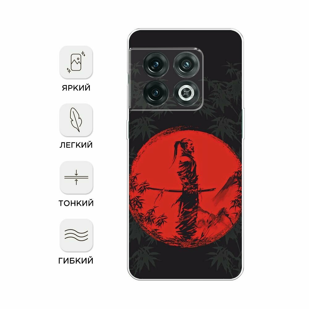 Чехол на OnePlus 10 Pro / ВанПлас 10 Про с принтом "Самурай на красном фоне" — фото 1