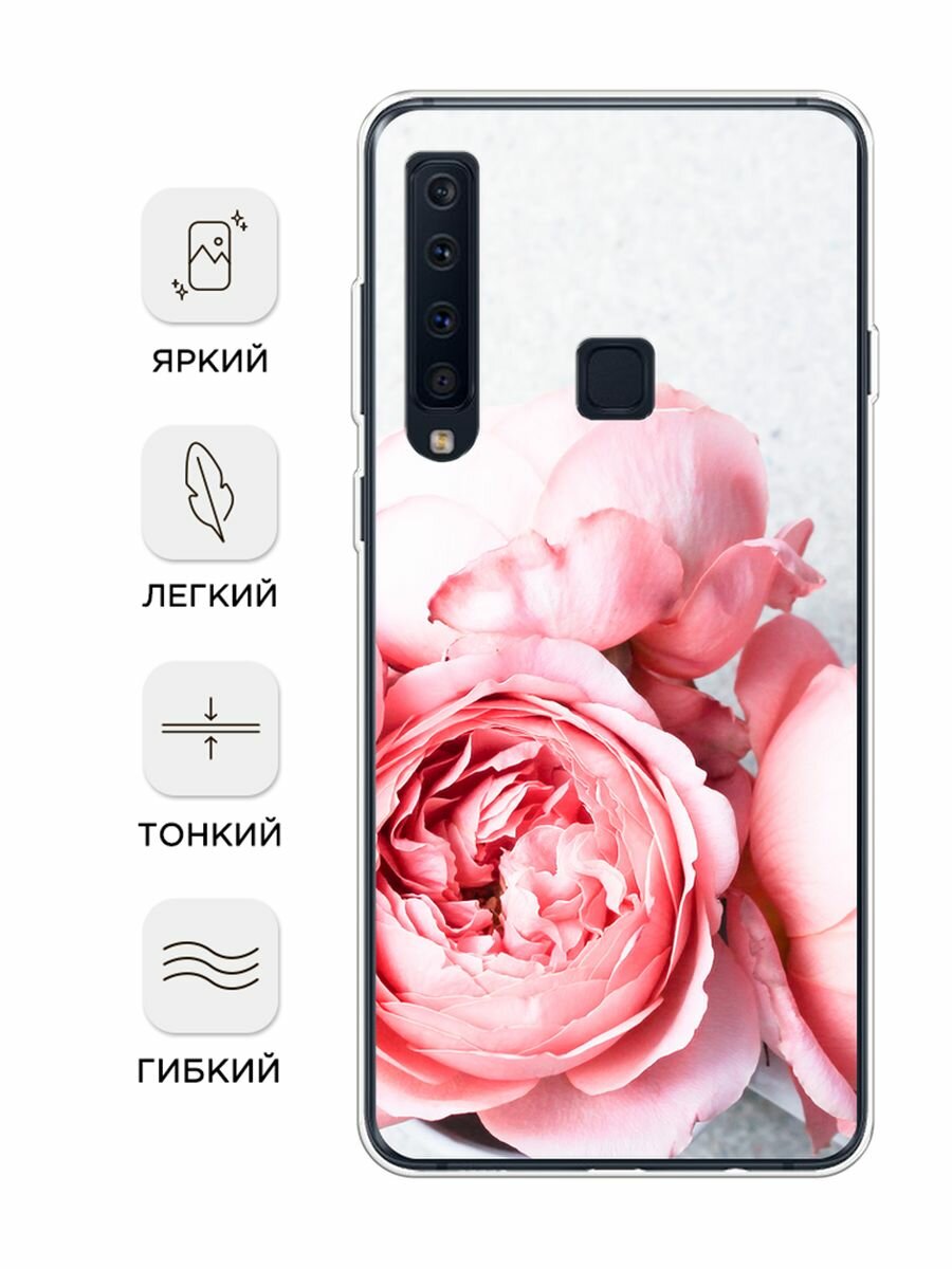 Чехол на Samsung Galaxy A9 2018 / Самсунг Галакси А9 2018 с принтом "Пионы на белом" — фото 1