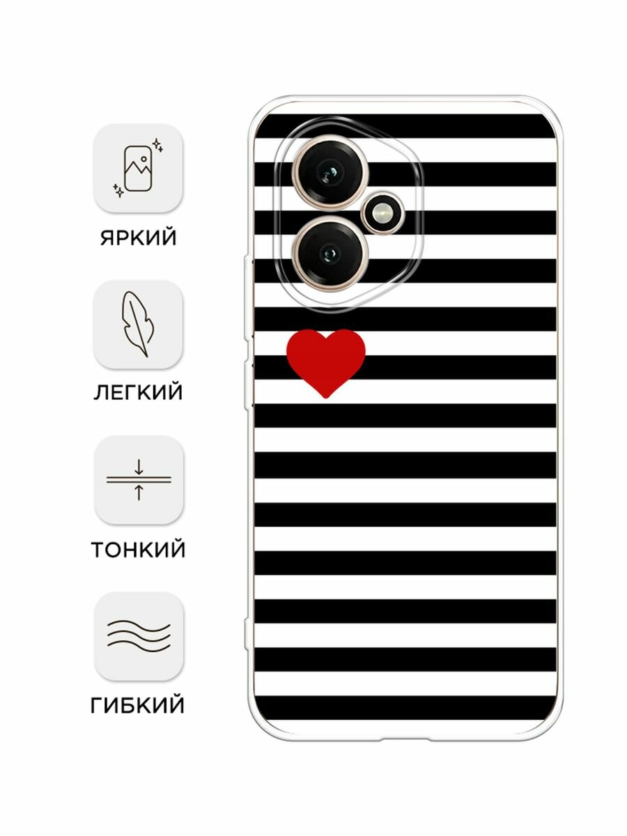 Силиконовый чехол на Honor 400 / Хонор 400 с принтом "Красное сердце" — фото 1